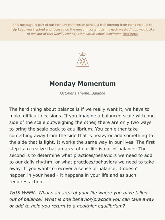 Monk Manual: Monday Momentum - Balancing Your Scale | Milled