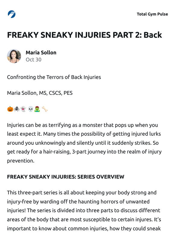 totalgymdirect.com: [New post] FREAKY SNEAKY INJURIES PART 2: Back | Milled