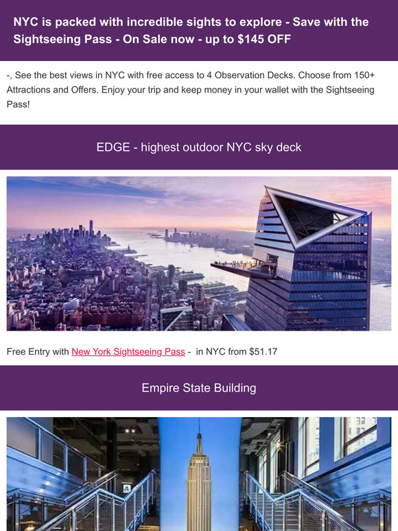 Sightseeing Pass: 4 NYC Observation Decks plus 150 Attractions & Offers ...