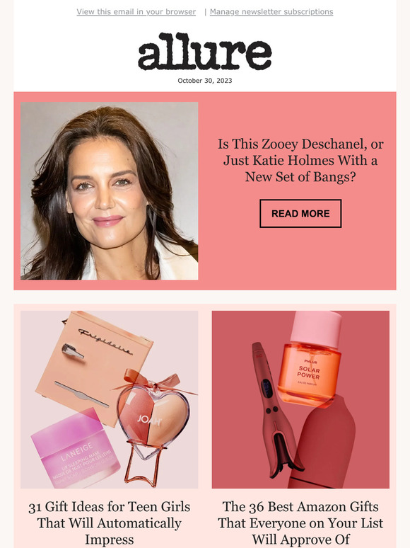 Allure: Is This Zooey Deschanel or Just Katie Holmes With a New Set of ... Allure: Is This Zooey Deschanel or Just Katie Holmes With a New Set of ...