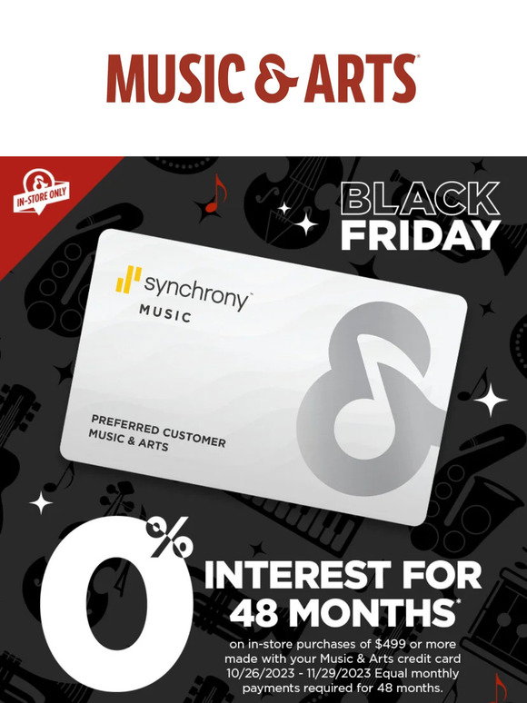 Music & Arts: Black Friday 48-month financing is now available | Milled
