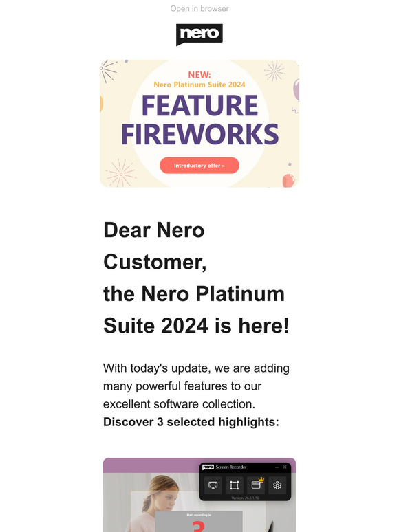 Nero: 🎉 NEW: Nero Platinum Suite 2024 – a real feature firework | Milled