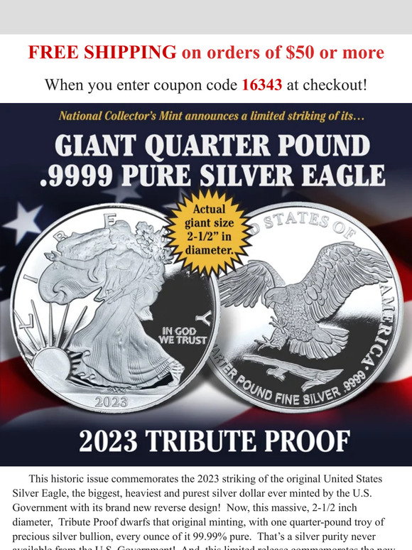 National Collector's Mint: Free Shipping! ★ 2023 Giant Quarter Pound ...
