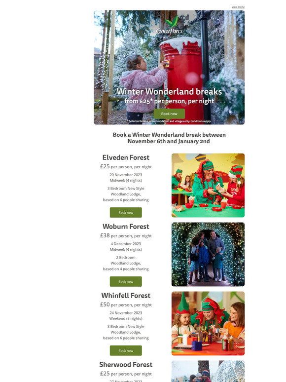 Center Parcs: Winter Wonderland breaks from £25* per person, per night ...