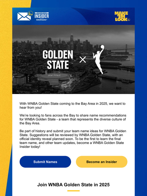 Golden State Warriors: We Want to Hear From You - Submit Name ...