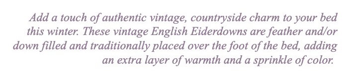Rachel Ashwell: Newly Added: Vintage Eiderdowns & Bennison Pillows | Milled