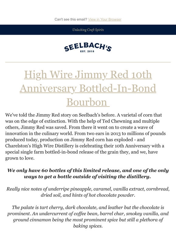Seelbachs: High Wire's Jimmy Red 10th Anniversary Bottled-In-Bond | Milled