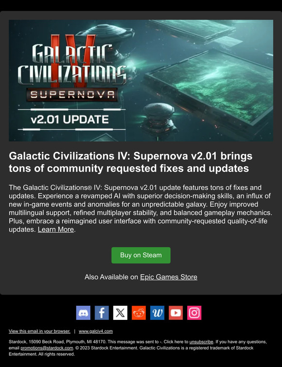 Stardock: v2.01 Update Now Available for Galactic Civilizations IV: Supernova | Milled