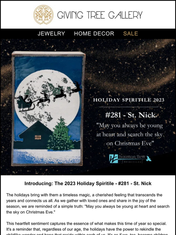 The Giving Tree Gallery: The 2023 Houston Llew Holiday Spiritile: St ...