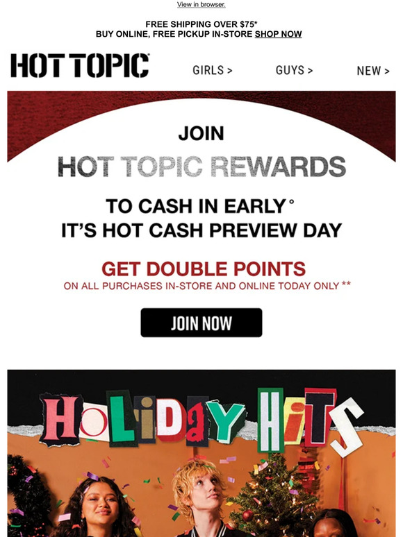 Hot Topic: Use Hot Cash first when you join HT Rewards 😎 | Milled