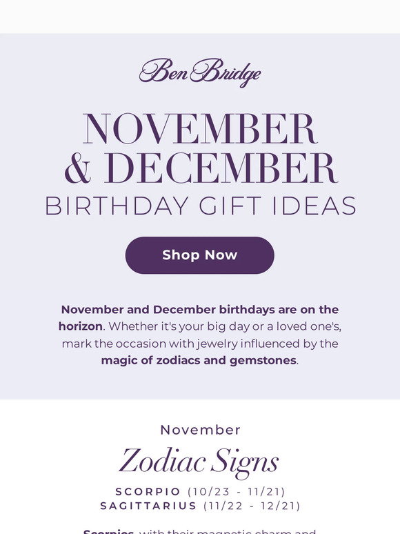 Ben Bridge: November and December Birthday Gift Ideas | Milled