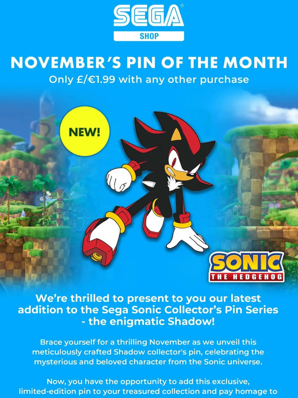 SEGA Shop: Introducing the Newest Sonic Pin Collectable! 🌟🌑 | Milled