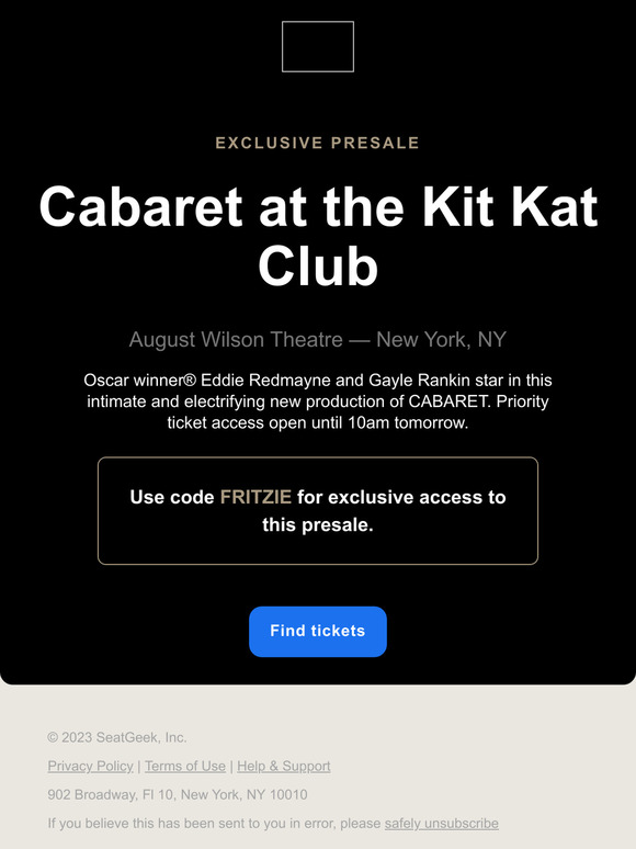 SeatGeek: Exclusive Presale: Cabaret at the Kit Kat Club | Milled