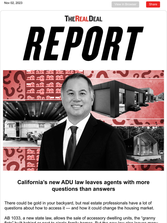 The Real Deal: REPORT: New ADU law leaves agents with more questions ...