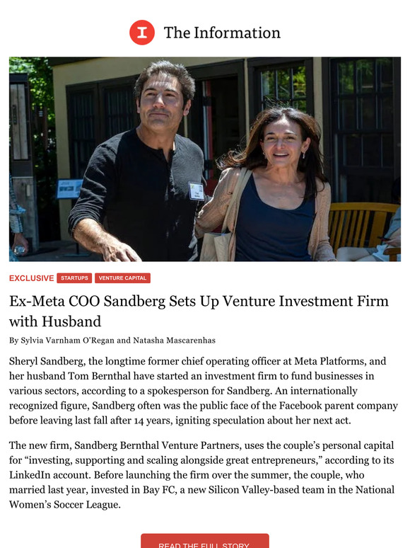 The Information: Ex-Meta COO Sandberg Sets Up Venture Investment Firm ...