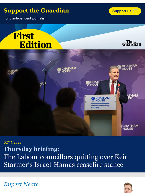 The Guardian: Why Labour has a ceasefire problem | First Edition from ...