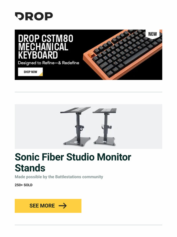 Drop: Sonic Fiber Studio Monitor Stands, Azio IZO Wireless Mechanical ...