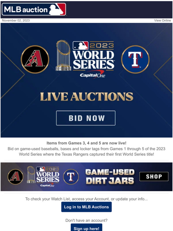 MLB: Items from Games 3, 4 and 5 are now live in the 2023 World Series ...