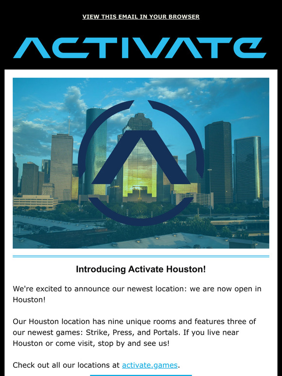 Activate Games: New Location Alert! Now Open in Houston 📣 | Milled