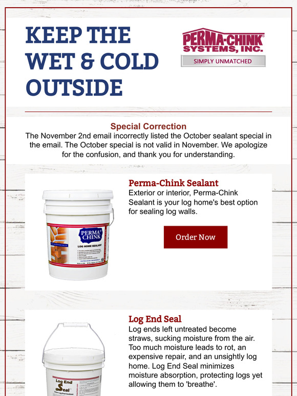 Perma Chink Systems: Special Correction! - Shield Your Home From Cold ...