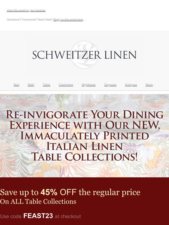 Schweitzer Linen: Explore Our NEW EXCLUSIVE Printed Table Collections ...