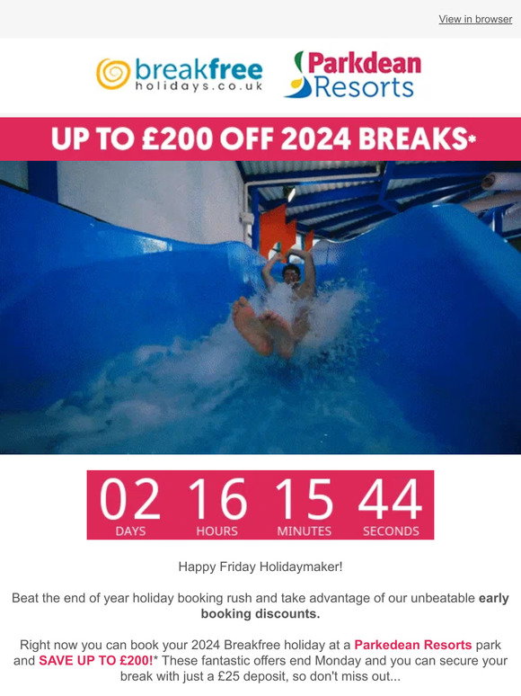 BreakFree Holidays: Up To £200 Off Parkdean 2024 Breaks 😎 | Milled