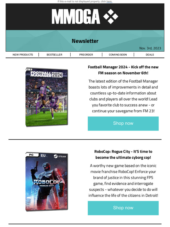MMOGA: MMOGA - Football Manager 2024! RoboCop: Rogue City! Tales of ...