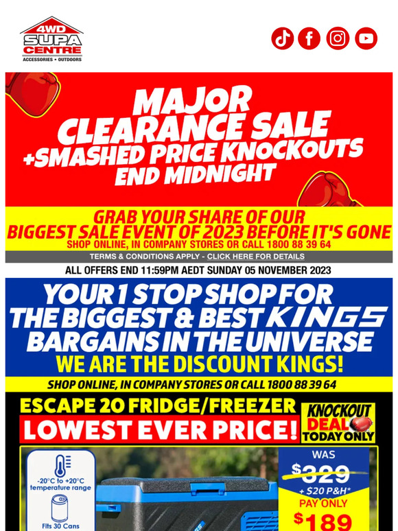 Supacentre: Major Clearance Sale + Smashed Price Knockouts End Midnight ...
