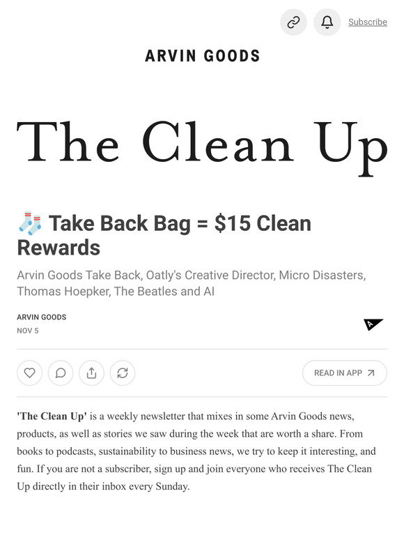 Arvin Goods: 🧦 Take Back Bag = $15 Clean Rewards | Milled