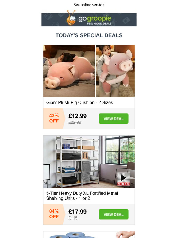 Go Groopie: Giant Plush Pig Cushion £12.99 | 11ft Telescopic Window ...