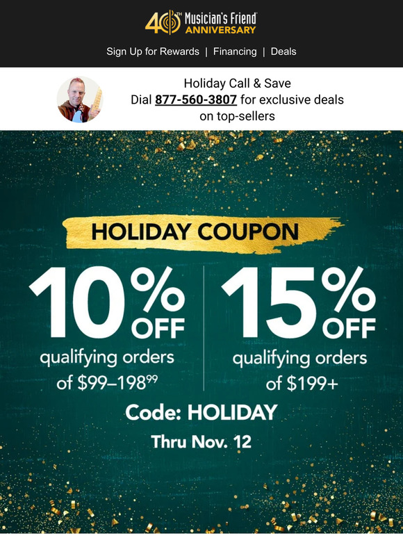 Musician's Friend: This holiday coupon has you covered | Milled