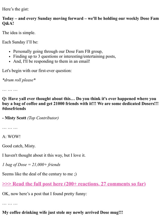 Everyday Dose: Announcing: the Dose Fam’s first-ever Q&A! | Milled