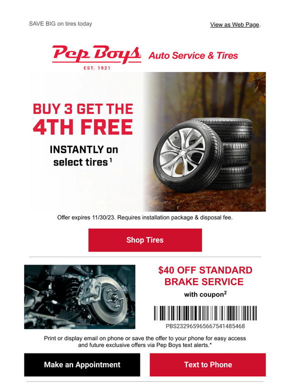 Pep Boys: Get Your 4th Tire FREE 💸 | Milled