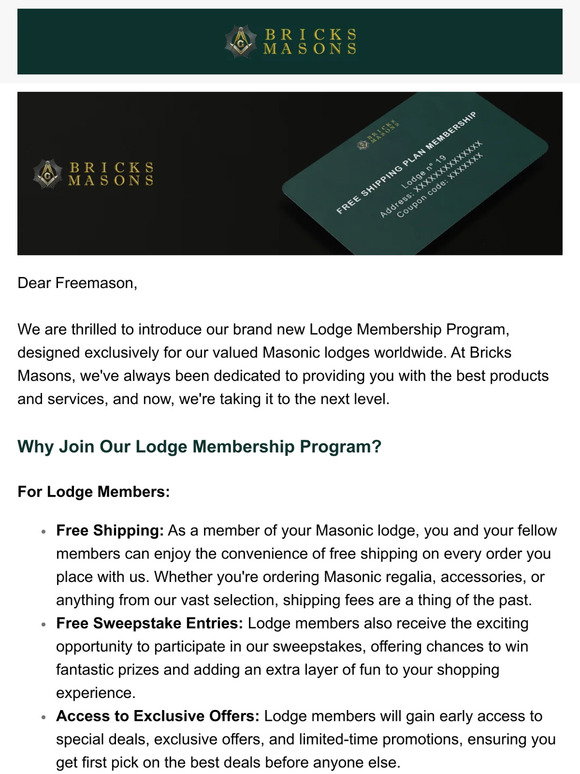 Bricks Masons: Exciting News: Introducing Our Lodge Membership Program ...