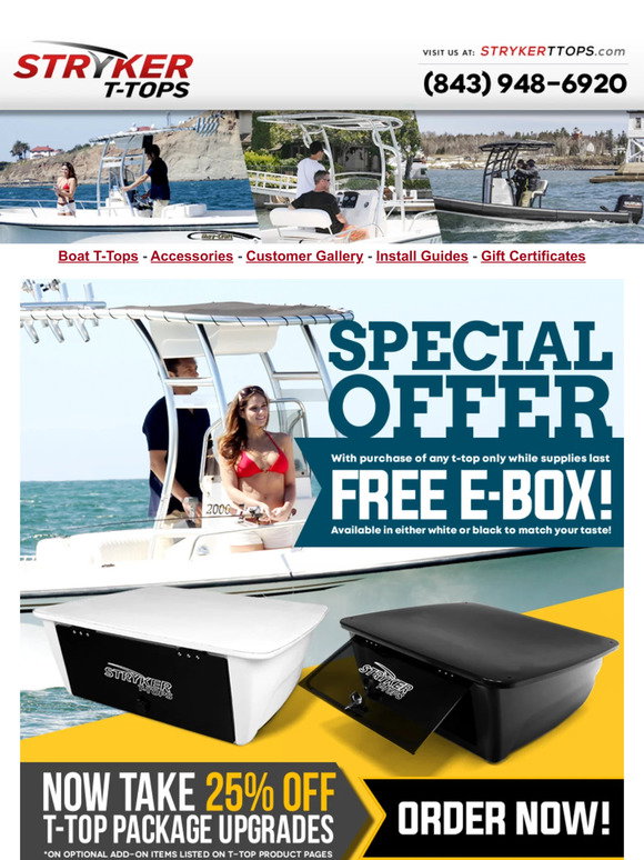 Stryker T-Tops: Free Boat T-Top Electronics Box! Best Offer of the Year ...