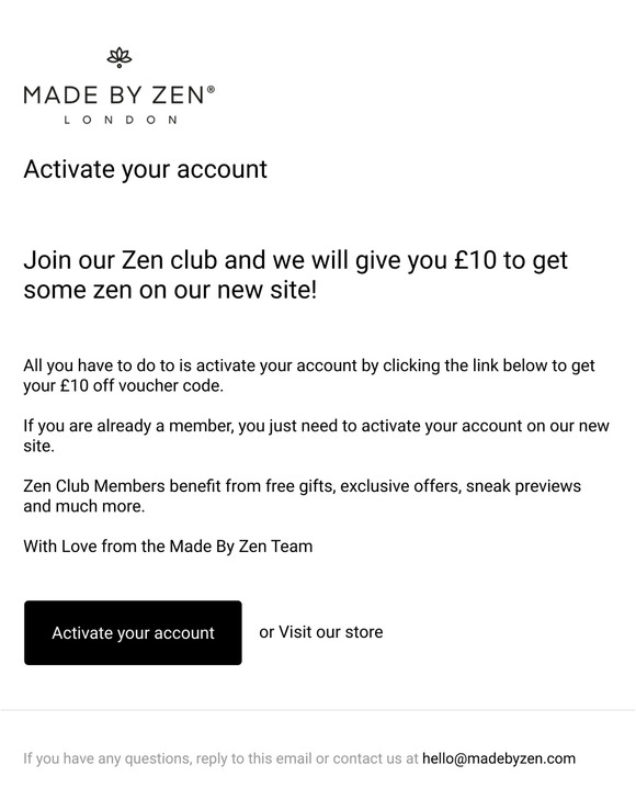 MADE BY ZEN: Customer account activation | Milled