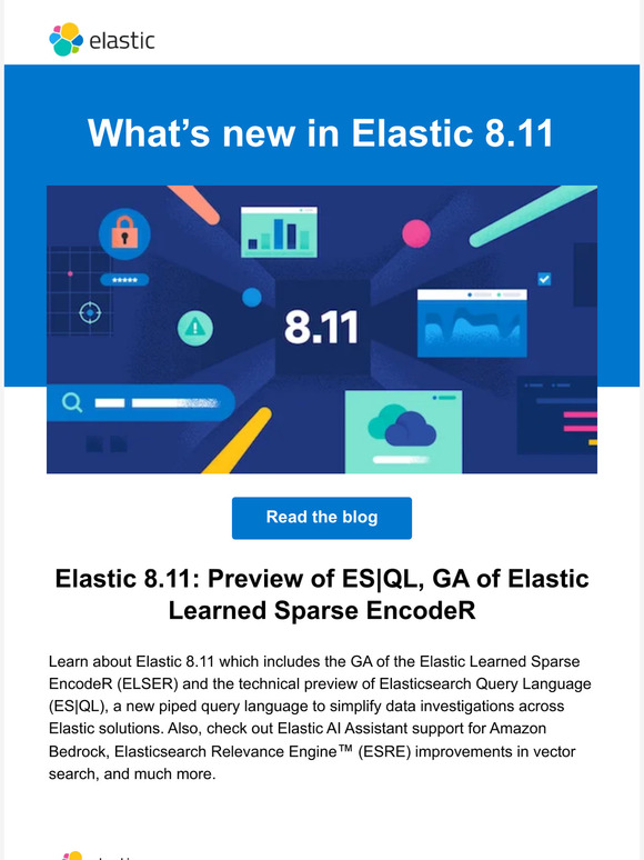 Elastic: Elastic 8.11 is here: Reimagine how you search with ES|QL ... Elastic: Elastic 8.11 is here: Reimagine how you search with ES|QL ...