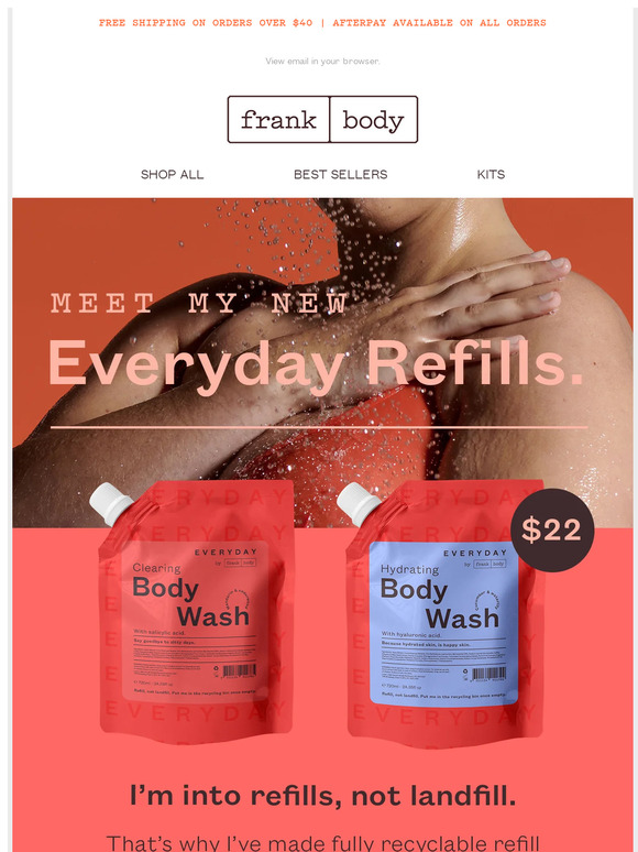 Frank Body: 🫧 NEW: Everyday Body Wash Refills. | Milled