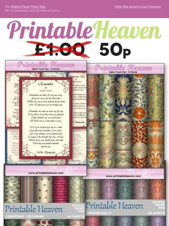Printable Heaven: 50p Digital paper pads sale ~ 80+ to download, print ...