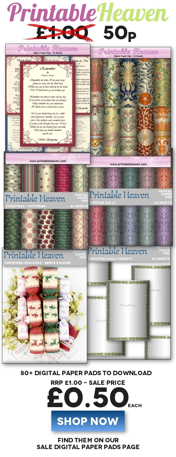 Printable Heaven: 50p Digital paper pads sale ~ 80+ to download, print ...