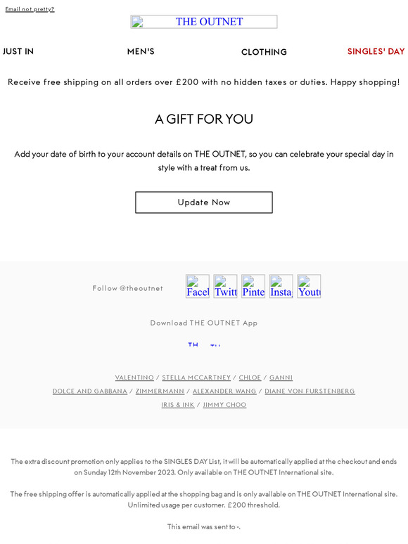 The Outnet: When is your birthday? | Milled