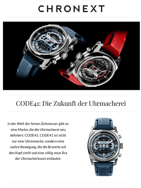 CHRONEXT: CODE41: Entdecken Sie die Zukunft der Uhrmacherei! | Milled