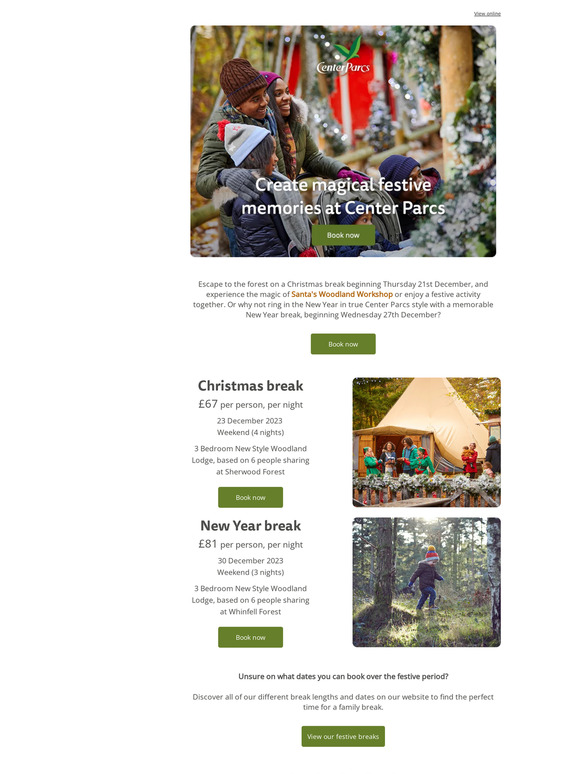 Center Parcs: Christmas & New Year breaks from £67* per person, per ...