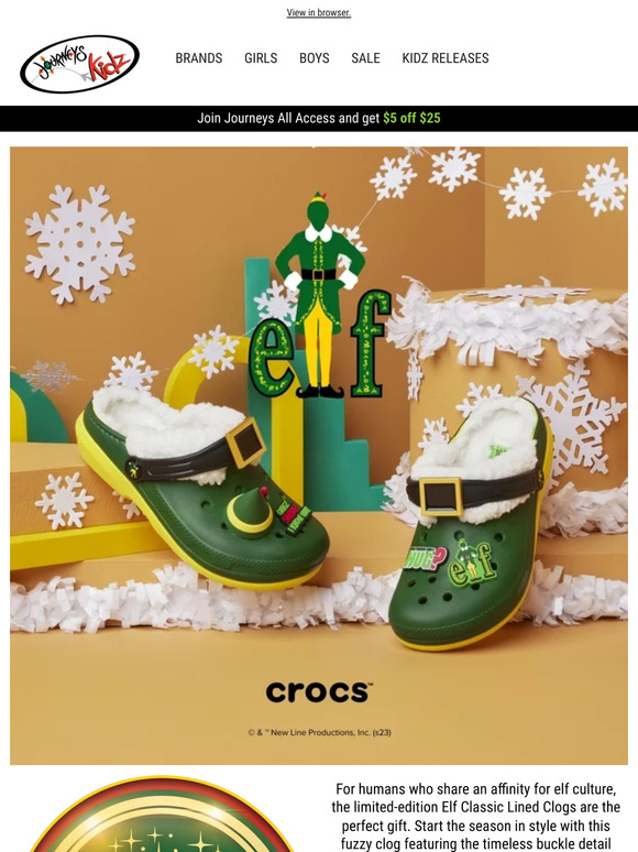 Journeys: LIMITED EDITION! Elf Classic Clog from Crocs 🎄 | Milled