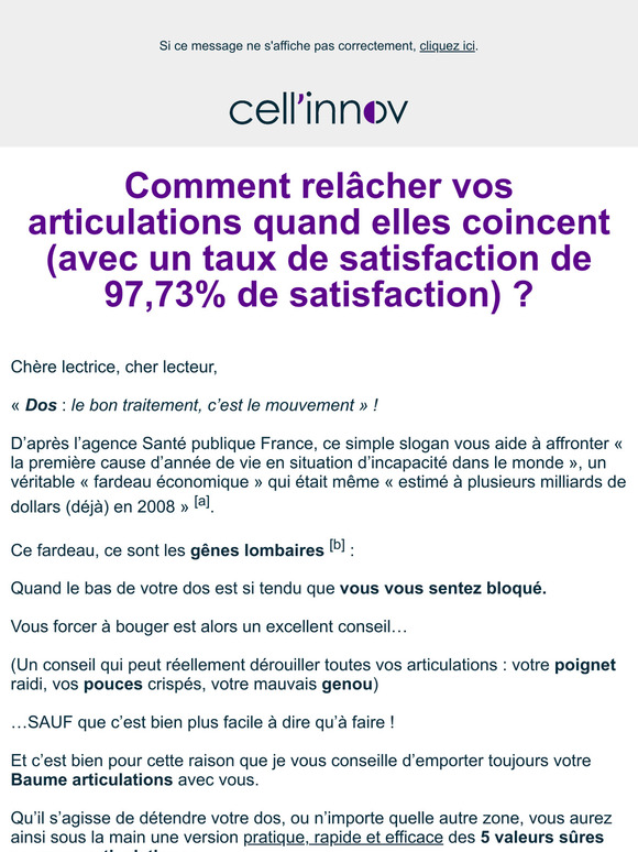 Cellinnov: « Le bon traitement, c’est le mouvement » Oui, d’accord, MAIS… | Milled