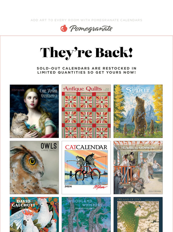 Pomegranate: Restocked! 2024 Previously Sold-out Calendars | Milled