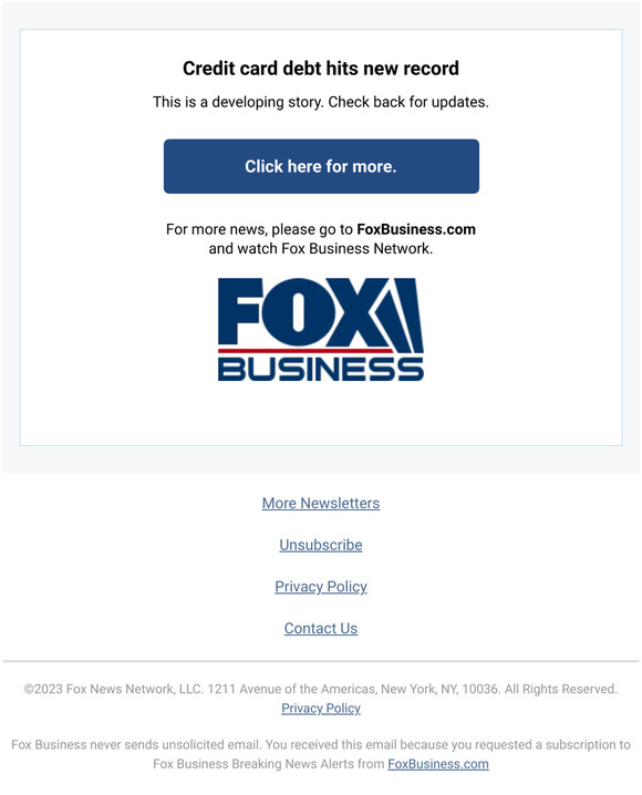 Fox News: Credit card debt hits new record | Milled