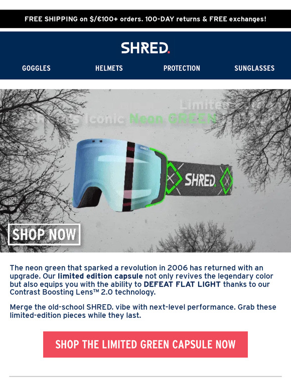 Shred: Back by Popular Demand: SHRED.'s Neon Green Limited Edition ...