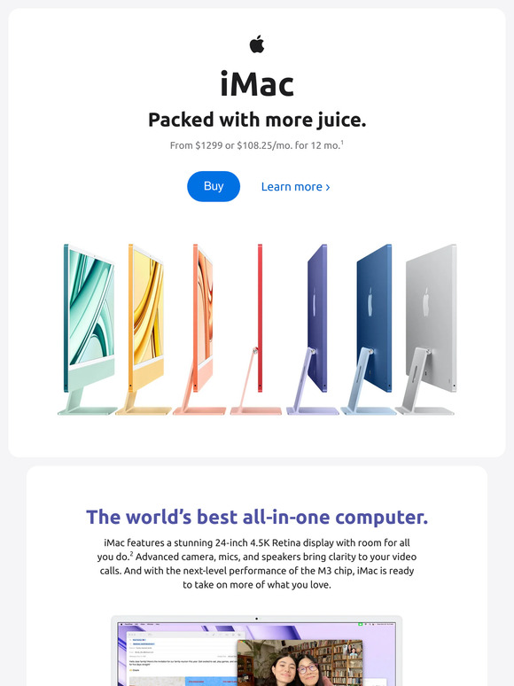 Apple: iMac. The world’s best all-in-one computer, supercharged by M3 ...