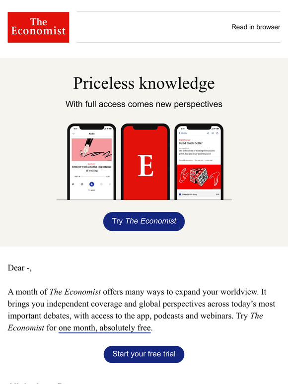 The Economist: Explore The Economist—free for a month | Milled